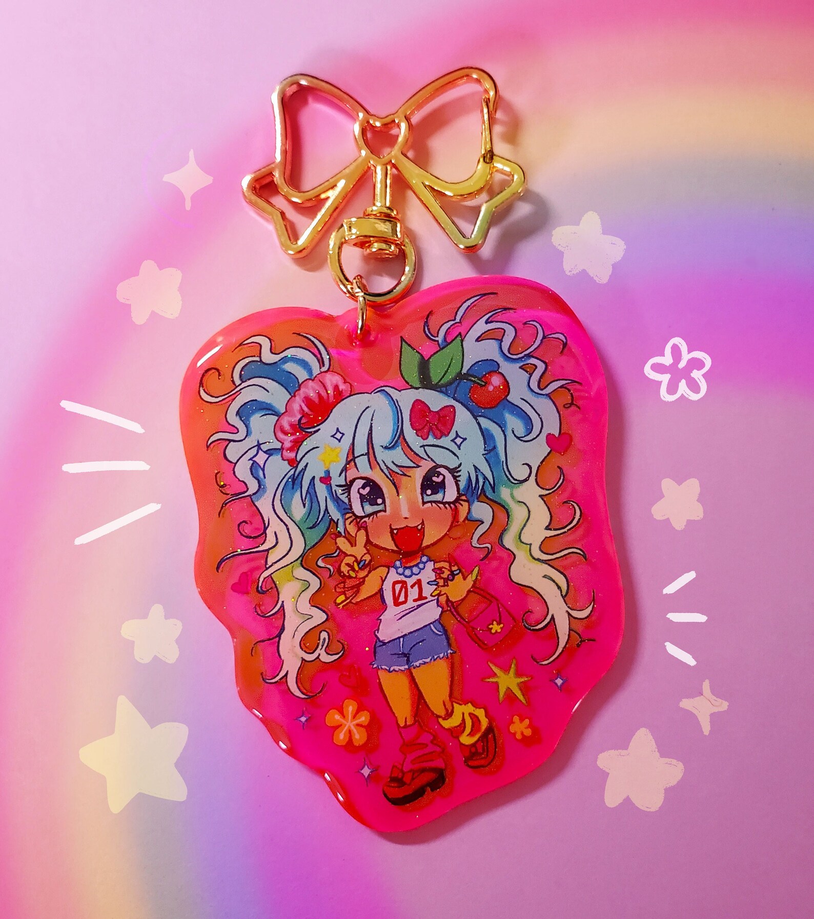 Gyaru Hatsune Miku Acrylic Epoxy Glitter Keychain - Etsy