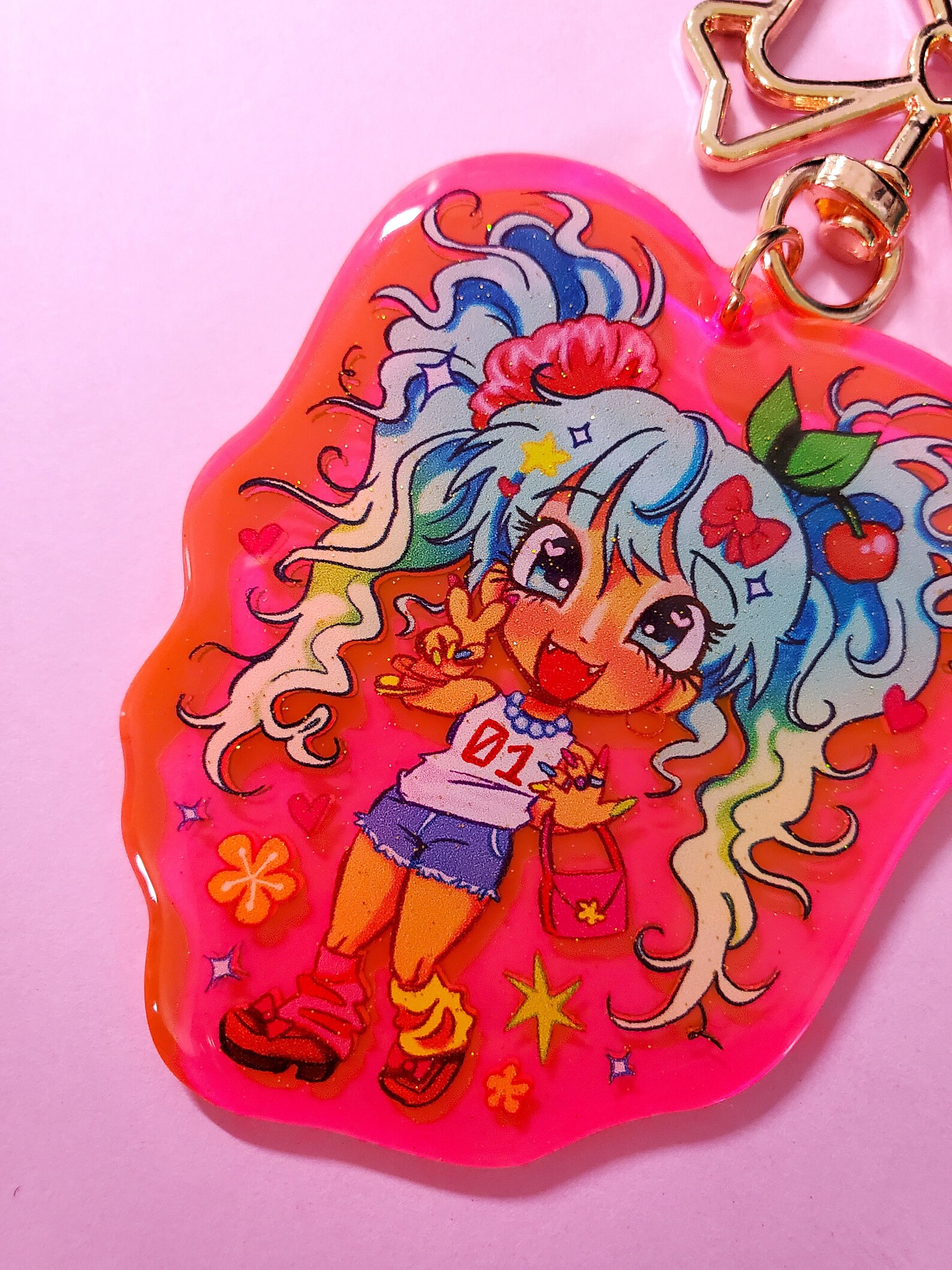 Gyaru Hatsune Miku Acrylic Epoxy Glitter Keychain - Etsy