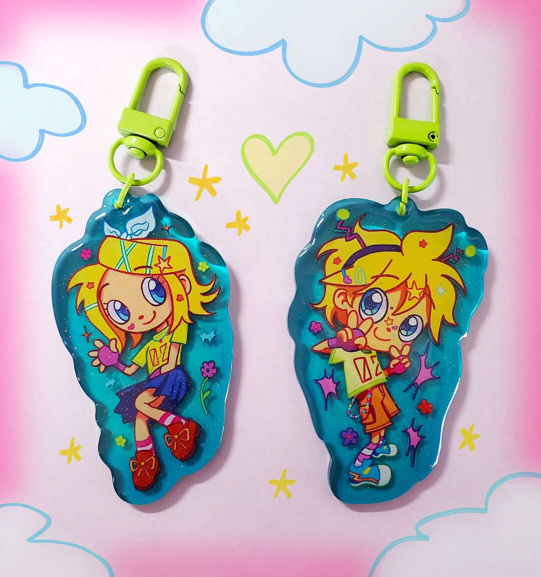 Kagamine Rin & Len Epoxy Glitter Acrylic Keychains - Etsy