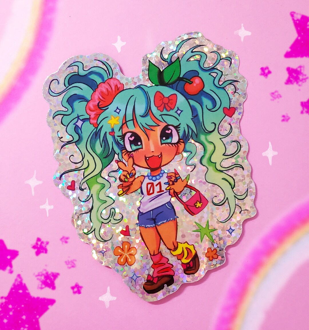 Gyaru Hatsune Miku Glitter Sticker - Etsy