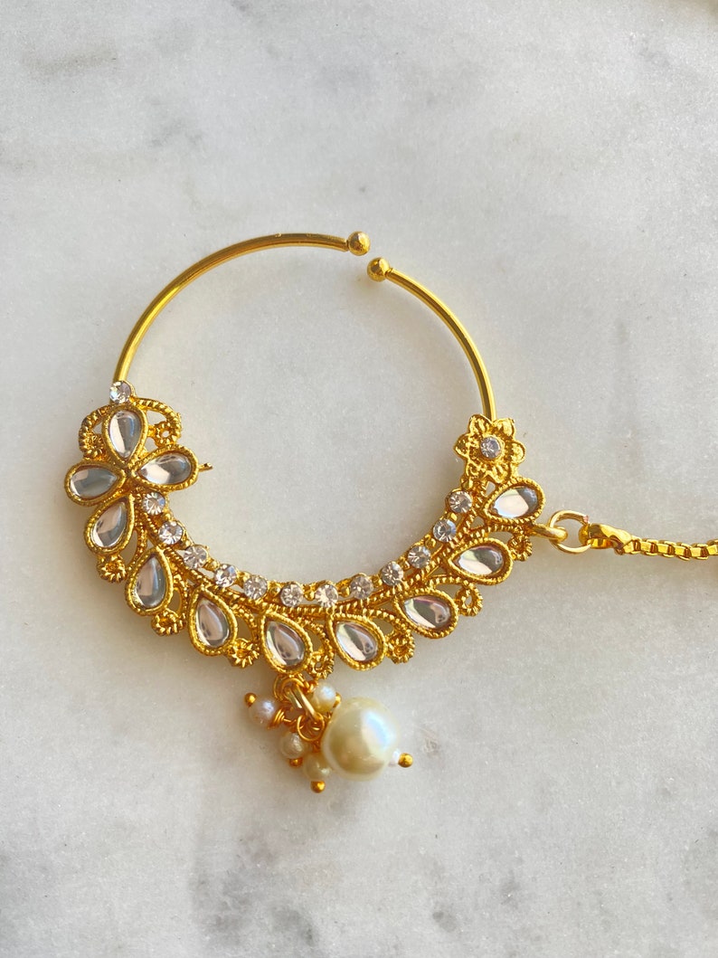 Indian Nose Ring Nath Chain Nose Ring - Etsy