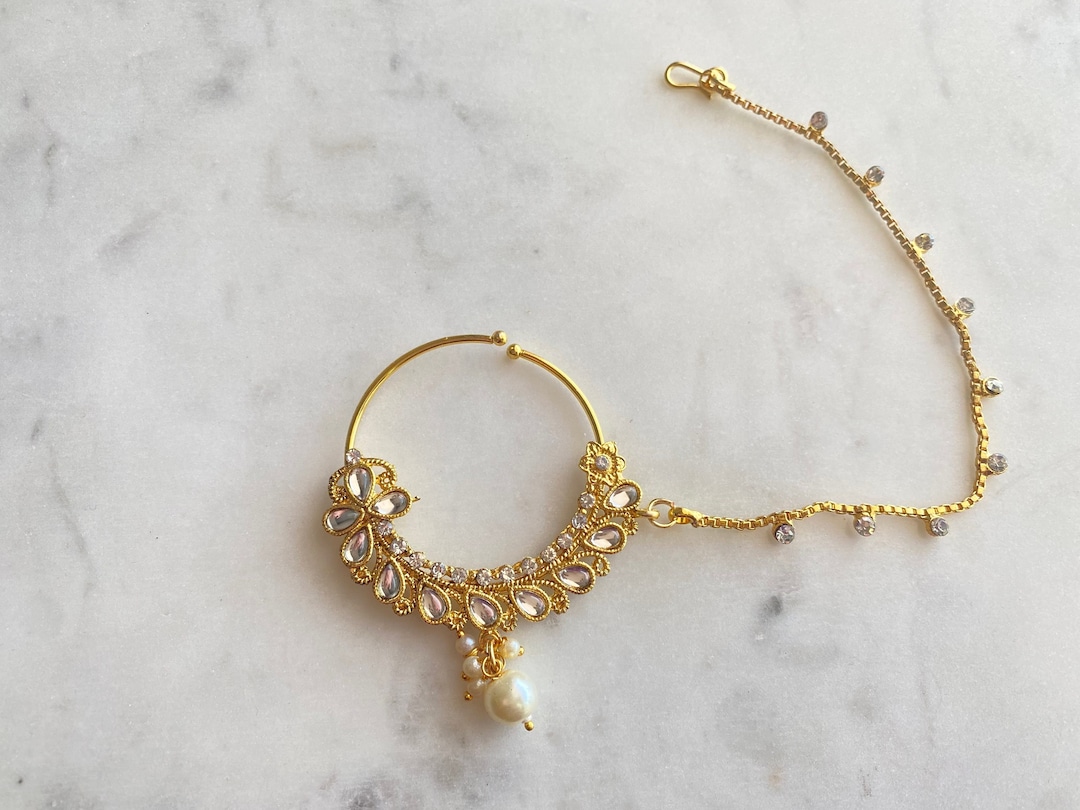 Indian Nose Ring Nath Chain Nose Ring - Etsy