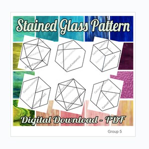 Stained Glass Pattern PDF Download Group 5 set of 6 - Etsy