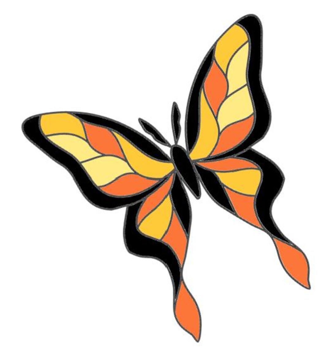 Stained Glass Pattern - SVG PDF Download Butterfly 19V - Etsy