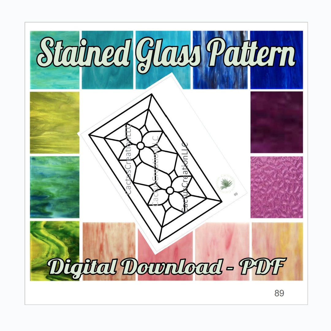Stained Glass Pattern - SVG PDF Download 89 Framed Flowers - Etsy