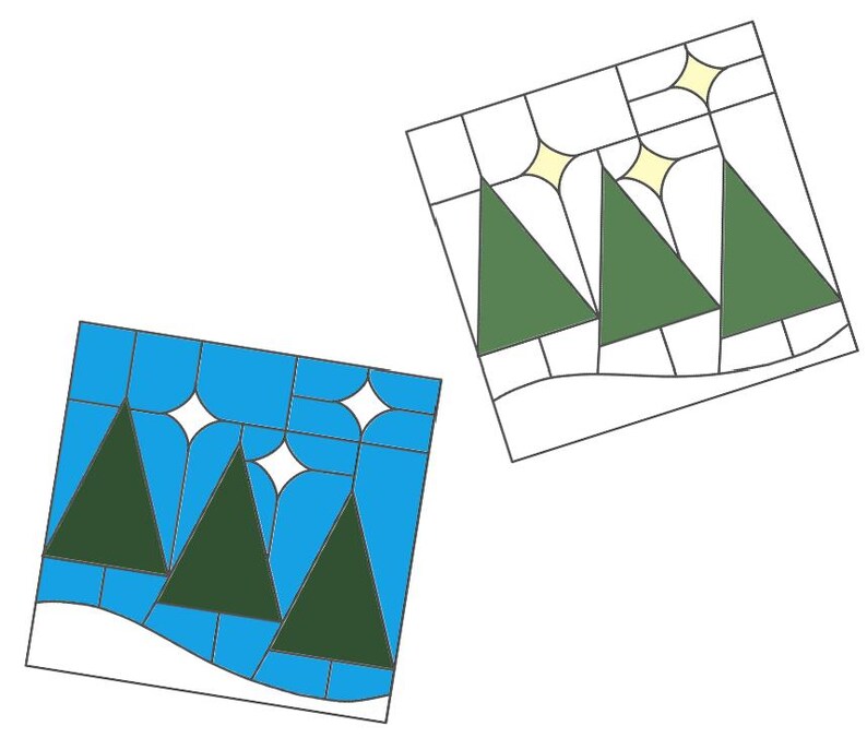 Stained Glass Pattern - SVG PDF Download Winter Trees 16V - Etsy