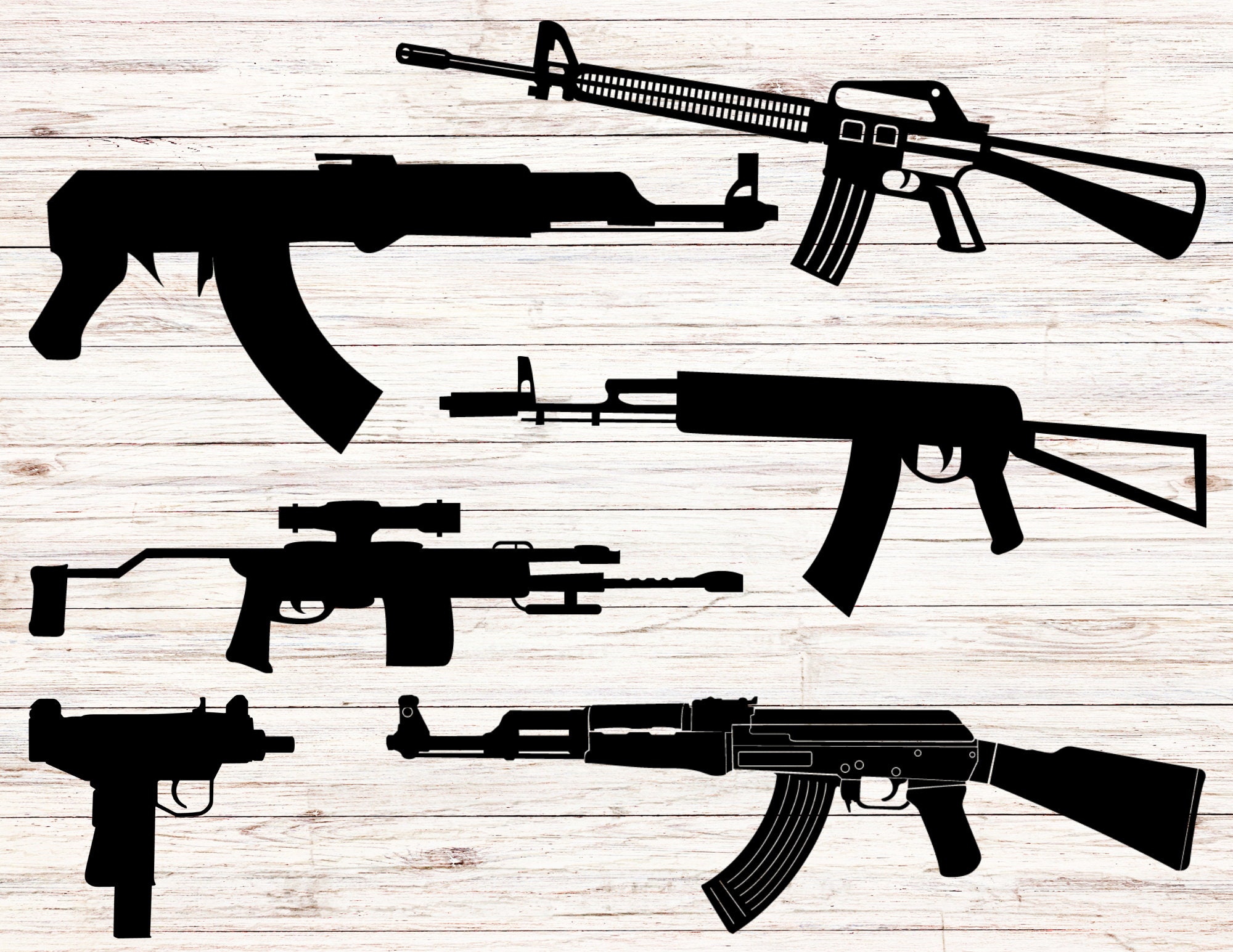 Gun SVG Bundle With 40 Different Designs of Different Rifles - Etsy