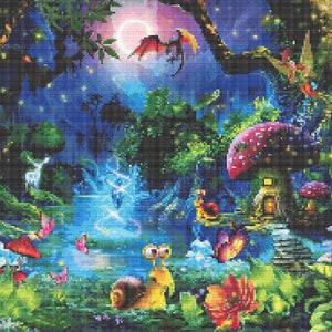 File Bundle: Fantasy Forest PNG, JPG, and Cross Stitch Pattern PDF - Etsy