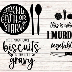 Food and Kitchen Phrases SVG Bundle - Etsy