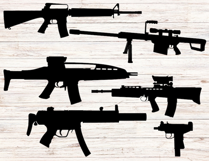 Gun SVG Bundle With 40 Different Designs of Different Rifles - Etsy