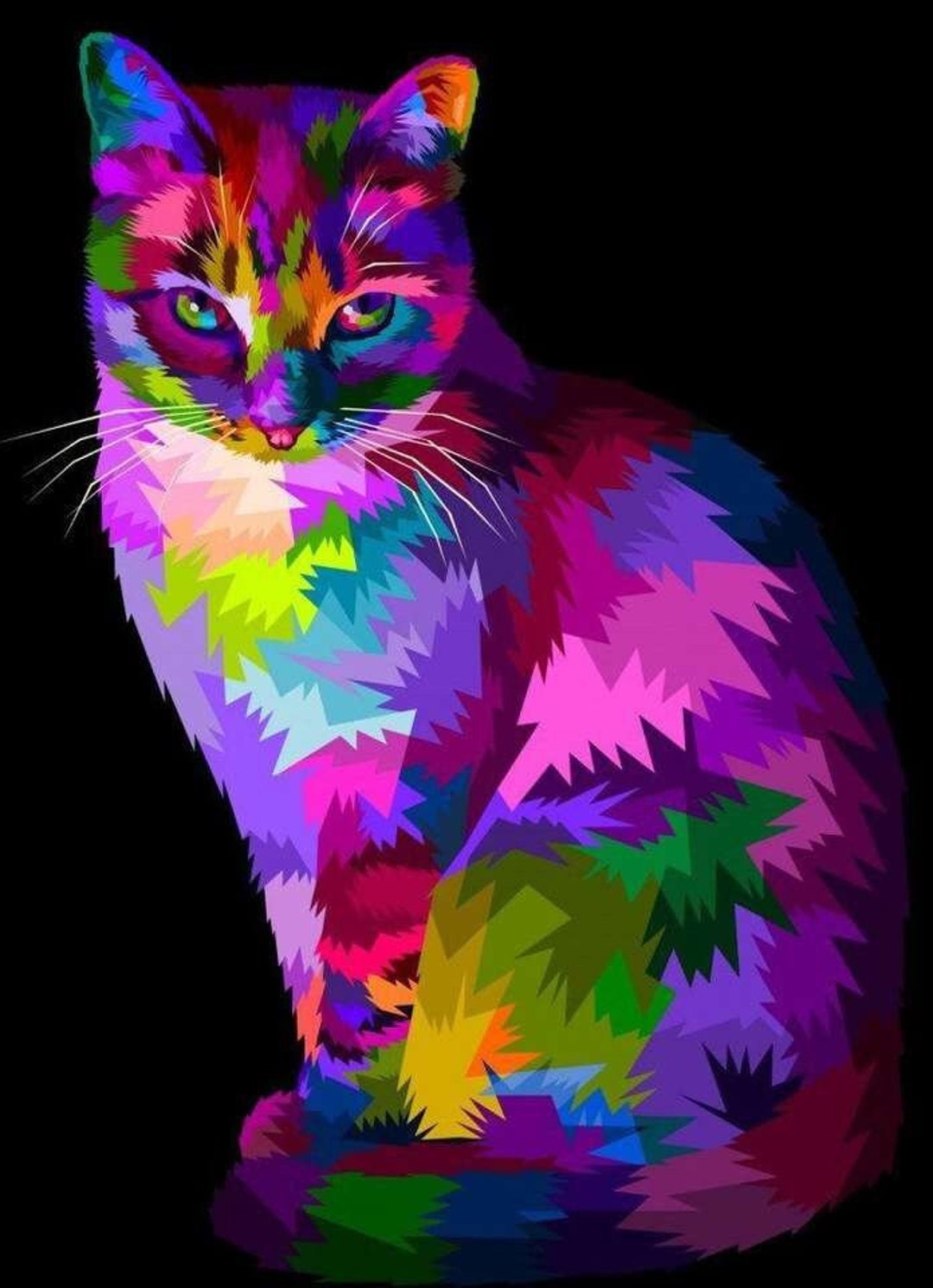 Colorful Cat PNG, JPG, and Cross Stitch Pattern PDF - Etsy