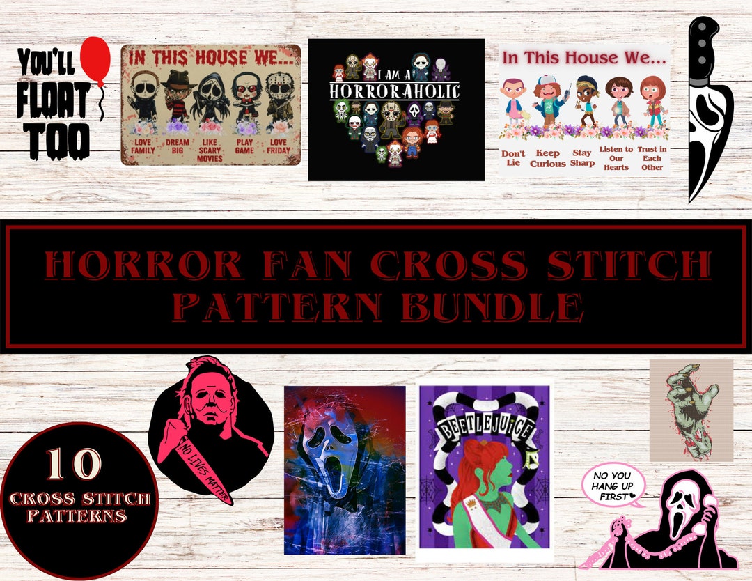Horror Fan Cross Stitch Pattern Bundle: 10 Designs Download PDF - Etsy