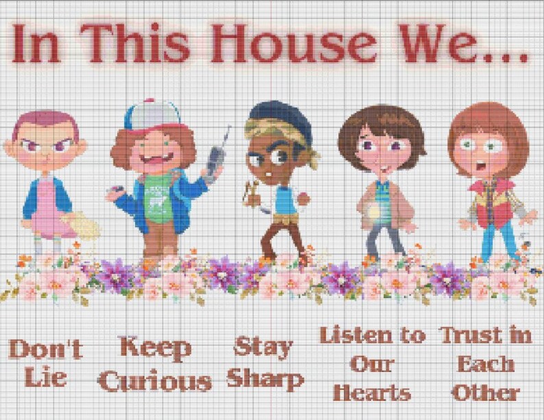 In This House We Stranger Things Cross Stitch Pattern PDF - Etsy