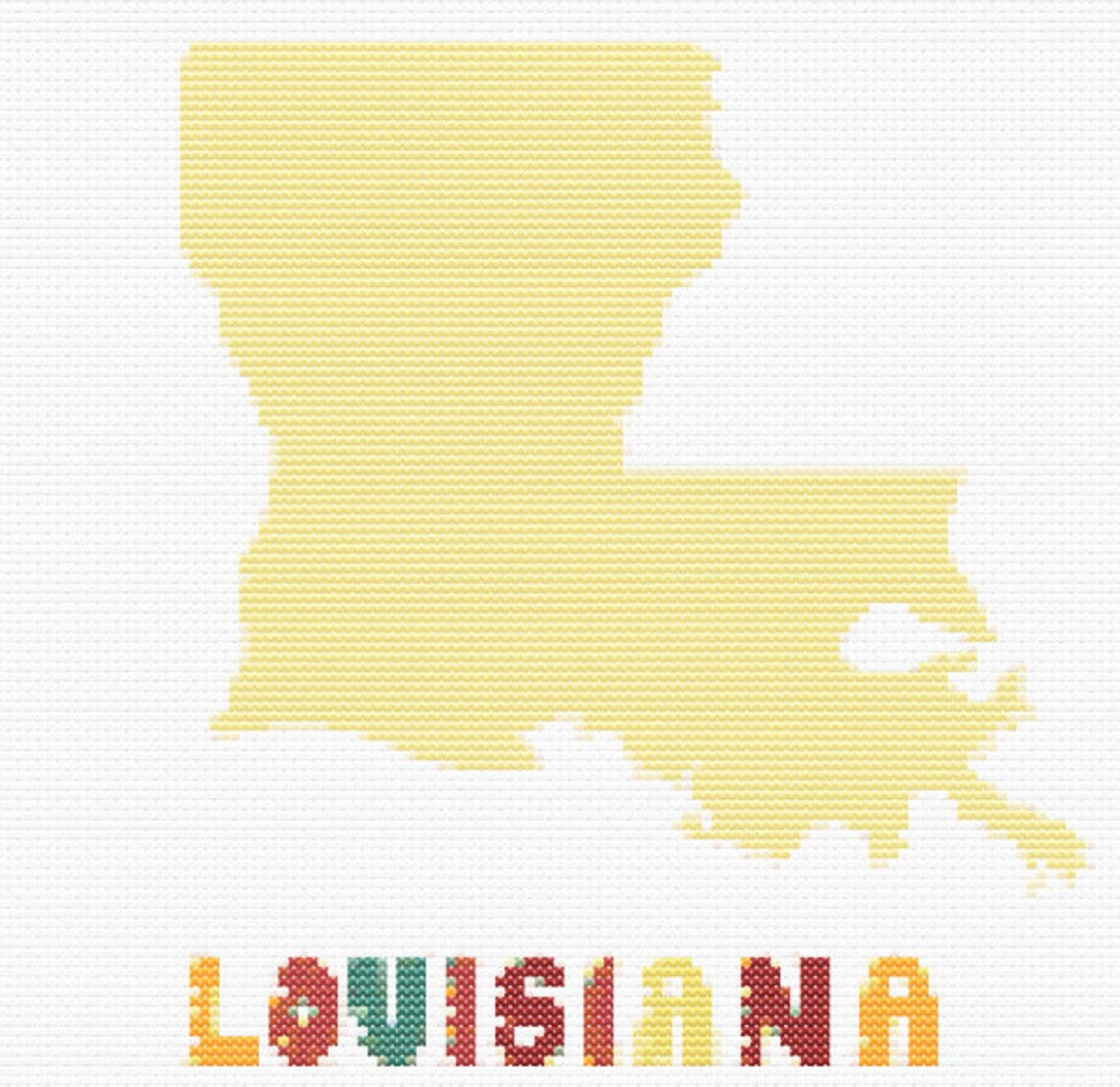 Louisiana State Outline and Lettering Cross Stitch Pattern PDF and JPG ...