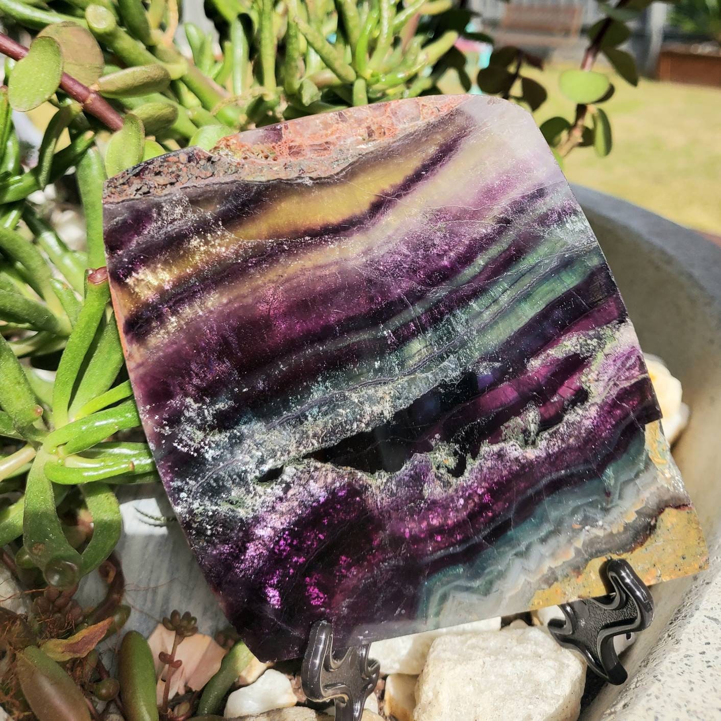 MAGNIFICENT RAINBOW FLUORITE Slab / Crystal Slab / Crystal Gifts Boxes ...