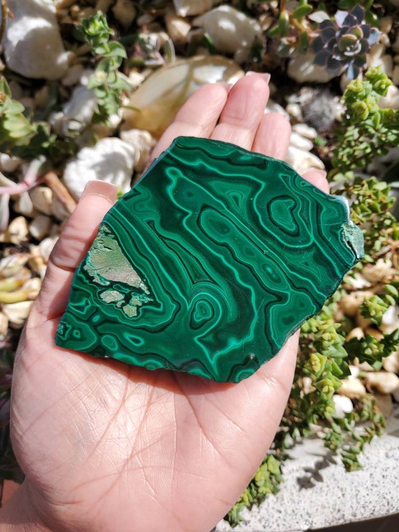 GEORGES MALACHITE SLAB Powerful Protective Stone Slice for Healing and ...