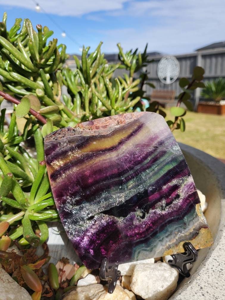 MAGNIFICENT RAINBOW FLUORITE Slab / Crystal Slab / Crystal Gifts Boxes ...
