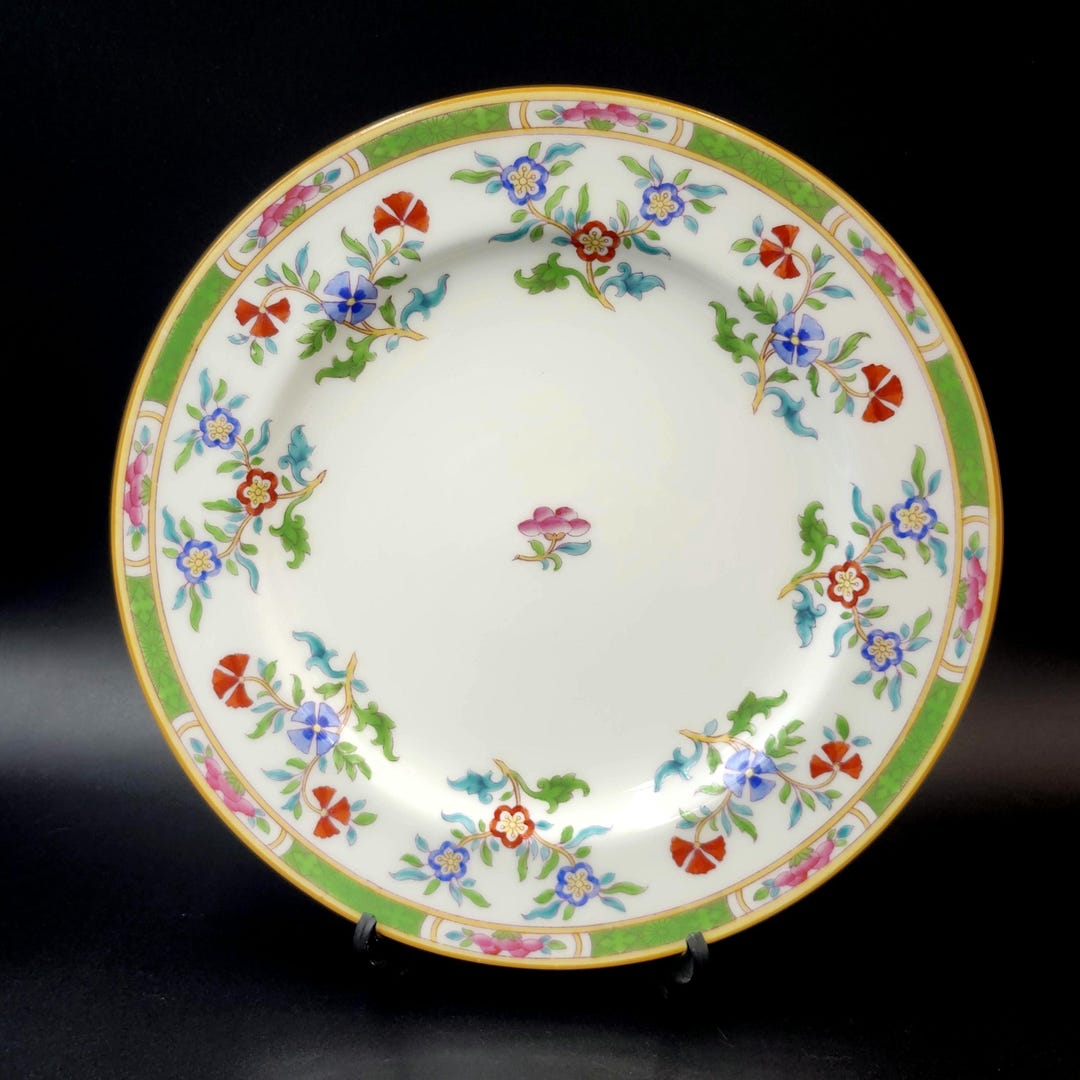 Antique Minton Bone China Dinner Plate, #B804 Globe Wreath Floral ...