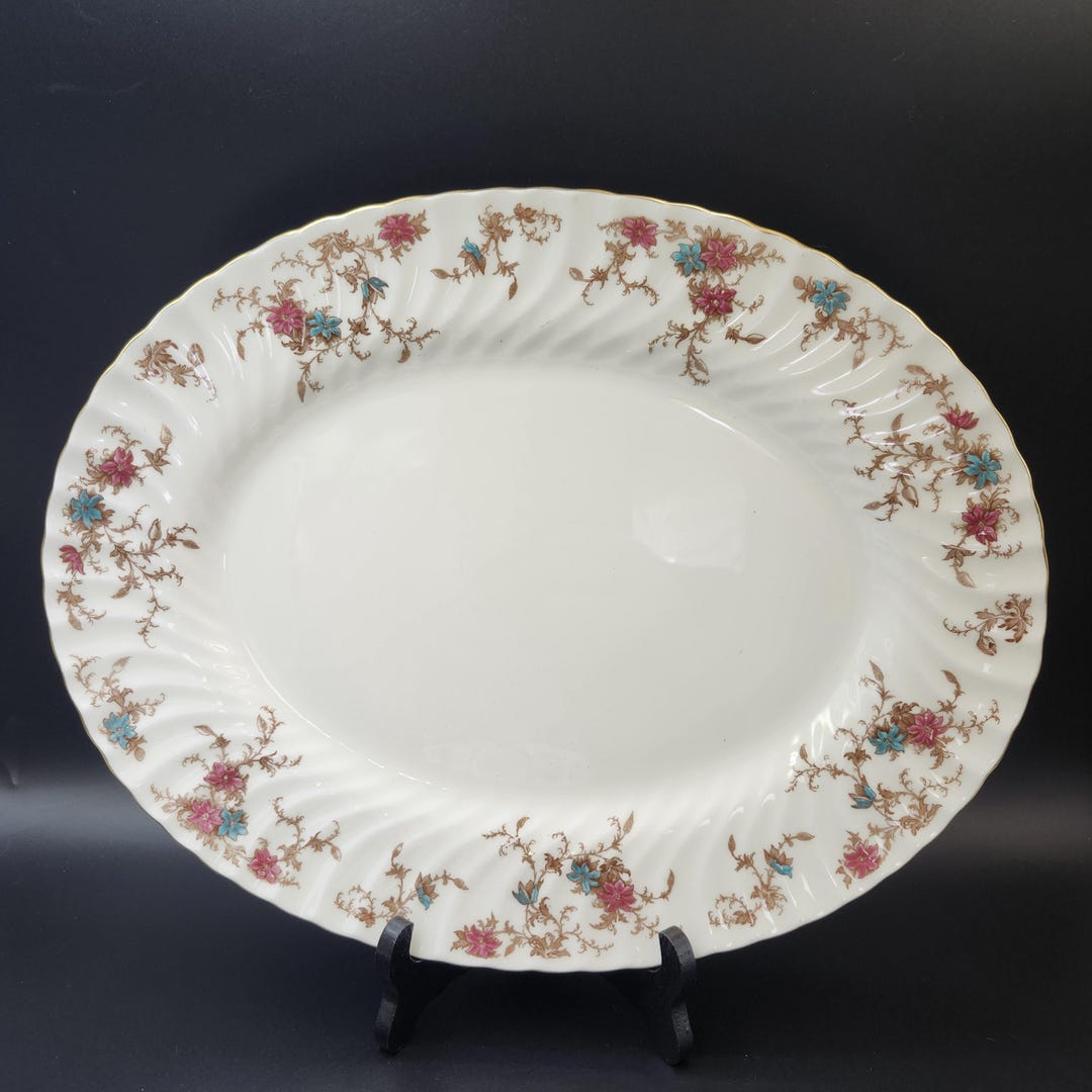 Minton Ancestral S376 Large Serving Platter 38.5 Cm Swirled Rim Gold ...