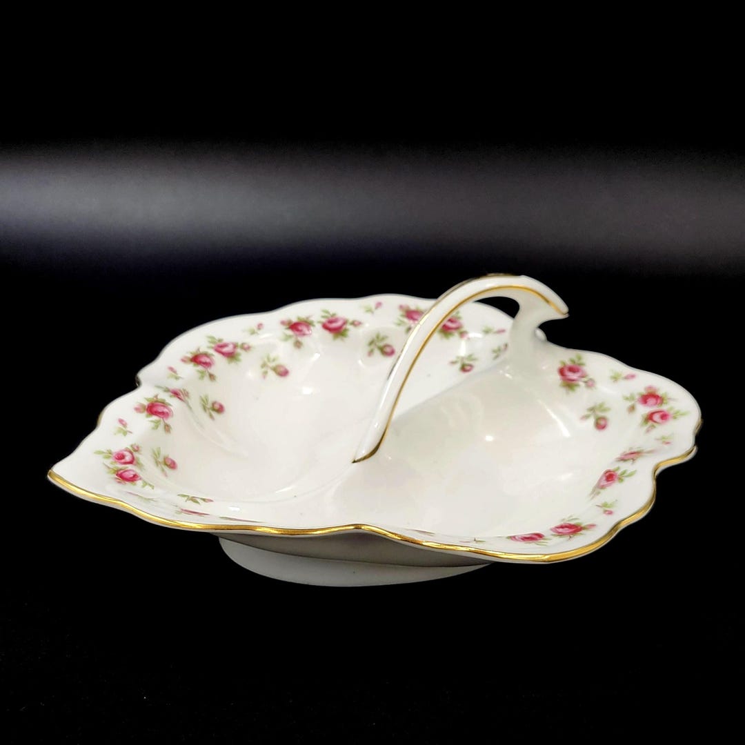 Vintage Royal Albert - Rosalie -19cm Handled Leaf Divided Dish Bone ...