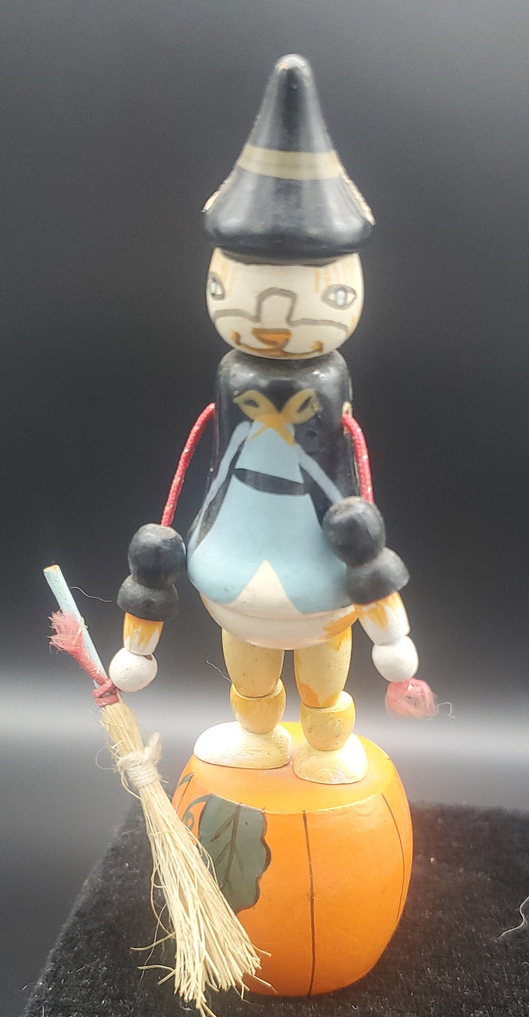 Vintage Push Puppet Catwitch With Broom - Etsy