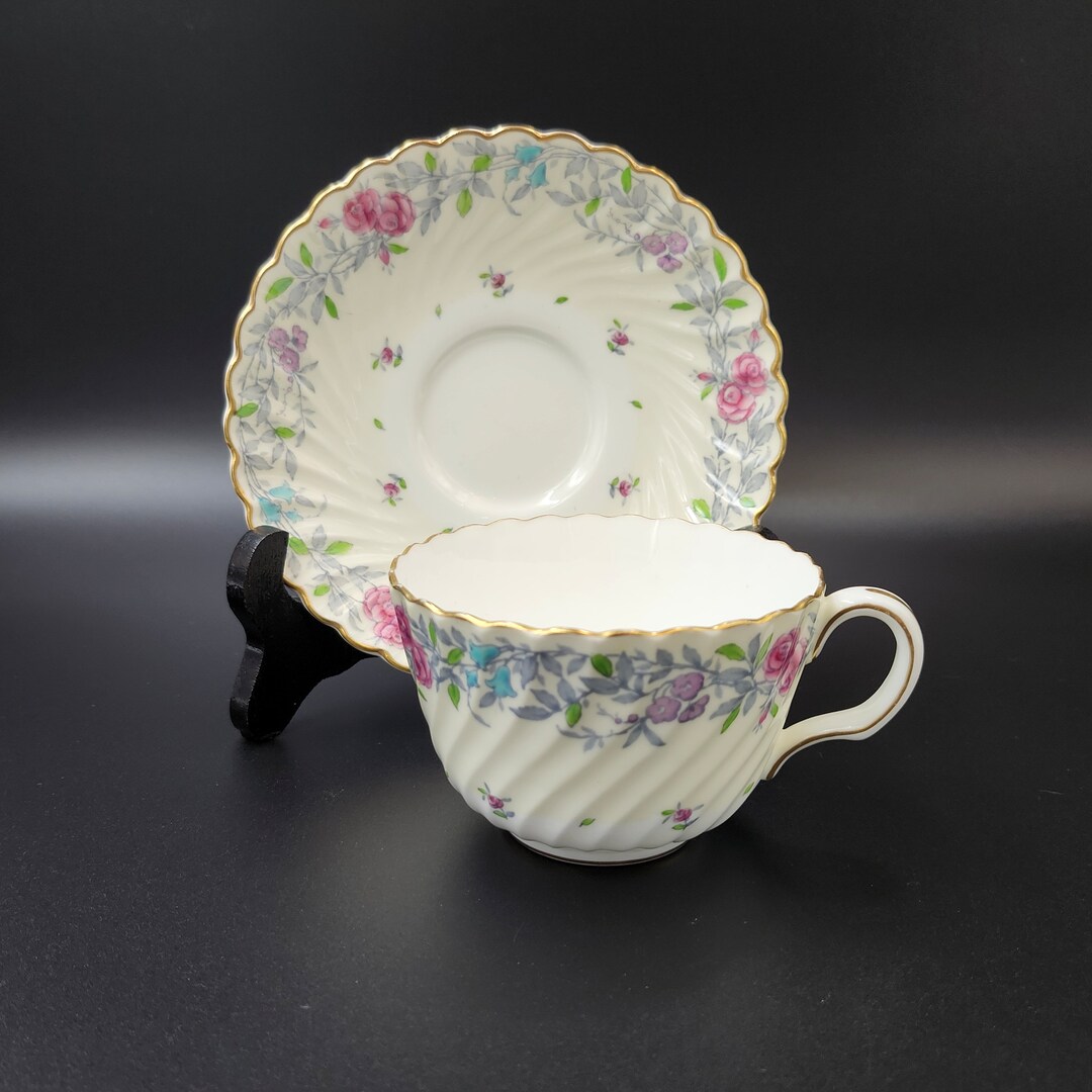 Minton Printemps Flat Tea Cup & Saucer Set England #5370 C.1939-1969 ...