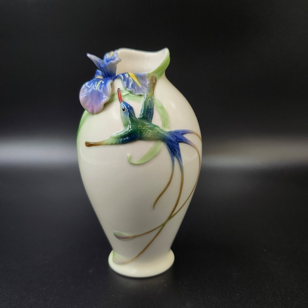 Vintage Franz Long Tail Hummingbird Vase Porcelain FZ00246 RARE May Wei ...