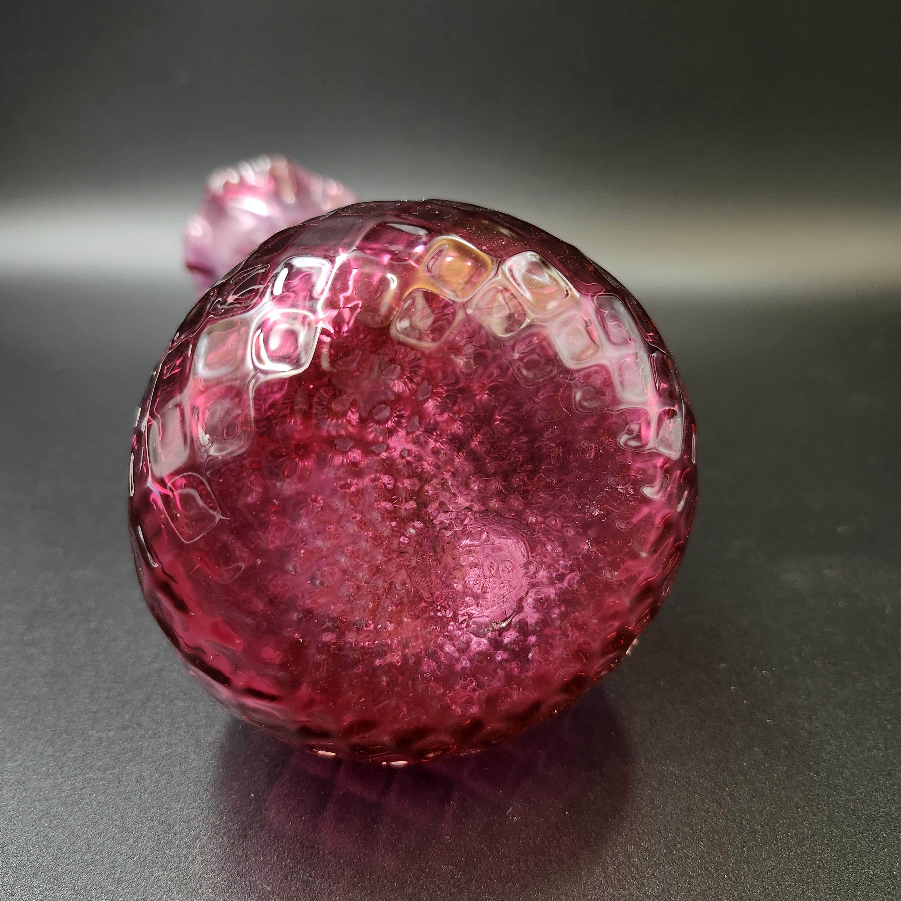 Vintage Angelo Rossi Cranberry Glass Vase Ruffled Edge Handblown Canada ...