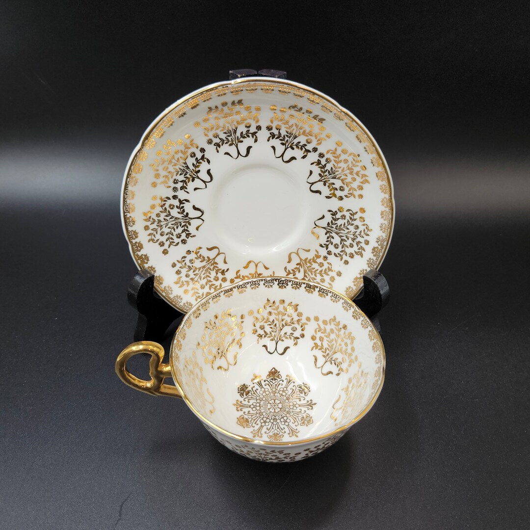 Vintage Royal Grafton Gold Avon Tea Cup & Saucer English Bone China ...