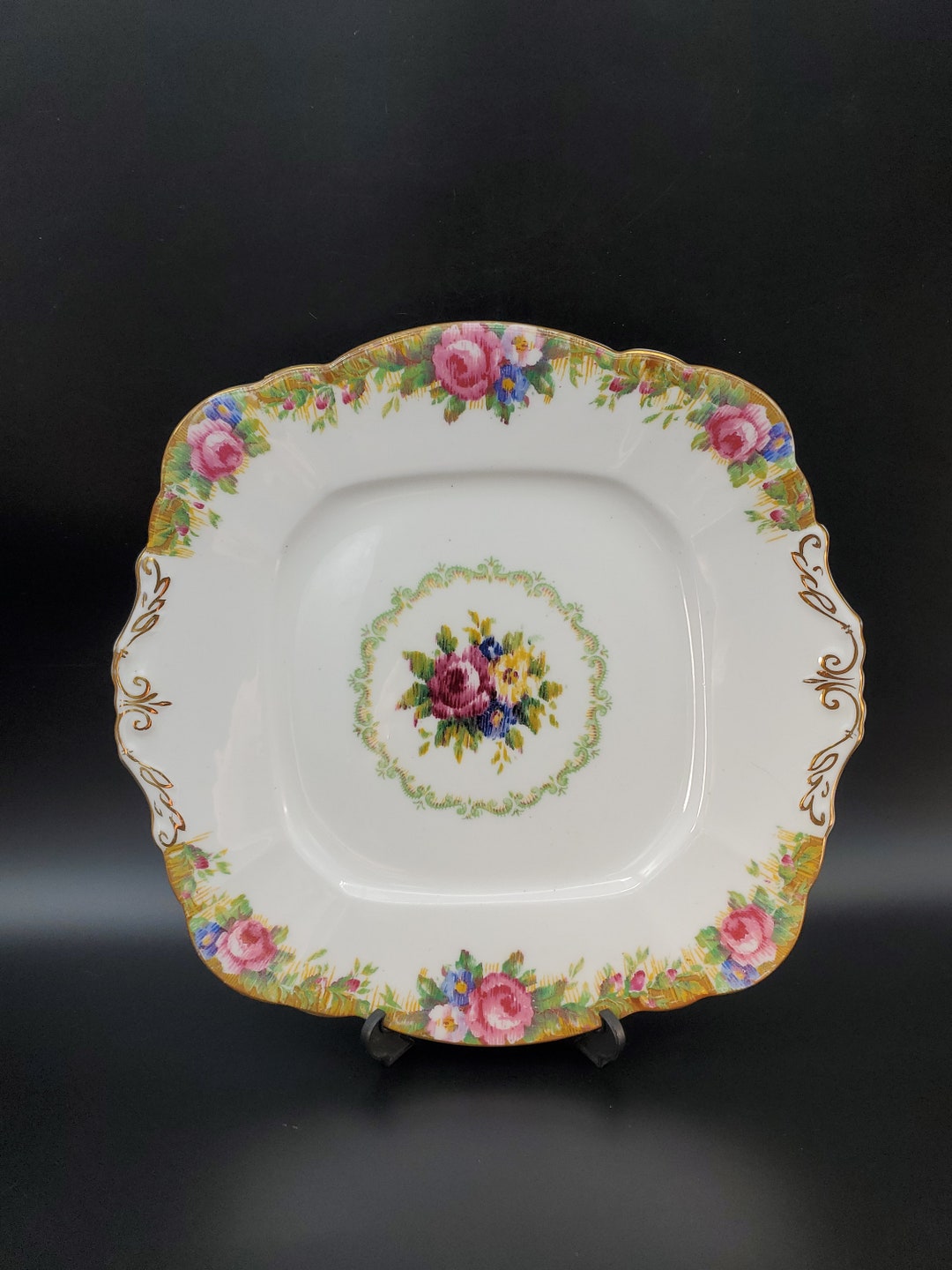 Paragon Double Warrant Two Handled Cake Plate Tapestry Rose Floral 1939 ...