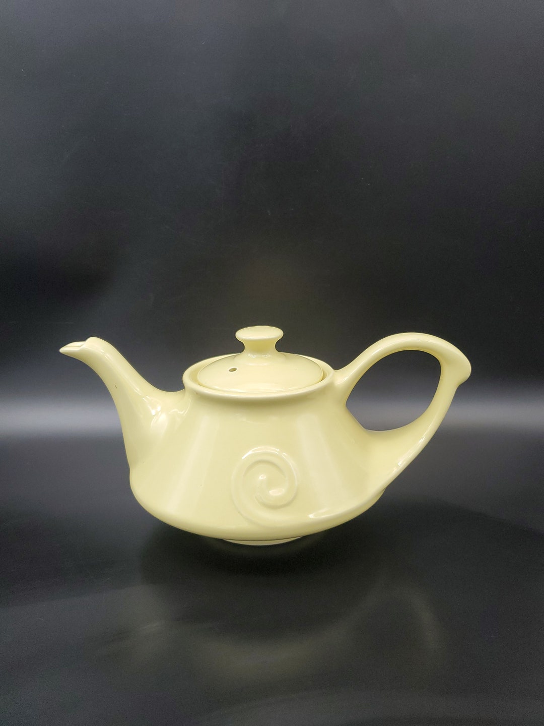Art Deco Pearl Alladin Swirl Cream Yellow Tea Pot W DI Alpen Music Box ...