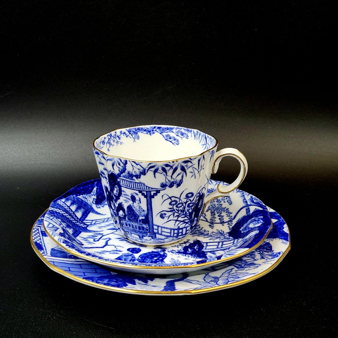 Antique Royal Crown Derby Blue Mikado Tea Cup Trio, England C1919 - Etsy