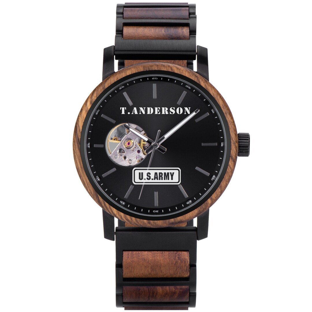 Engraved US Army Gifts - Custom Wood Watch, Best Army Retirement Gifts ...