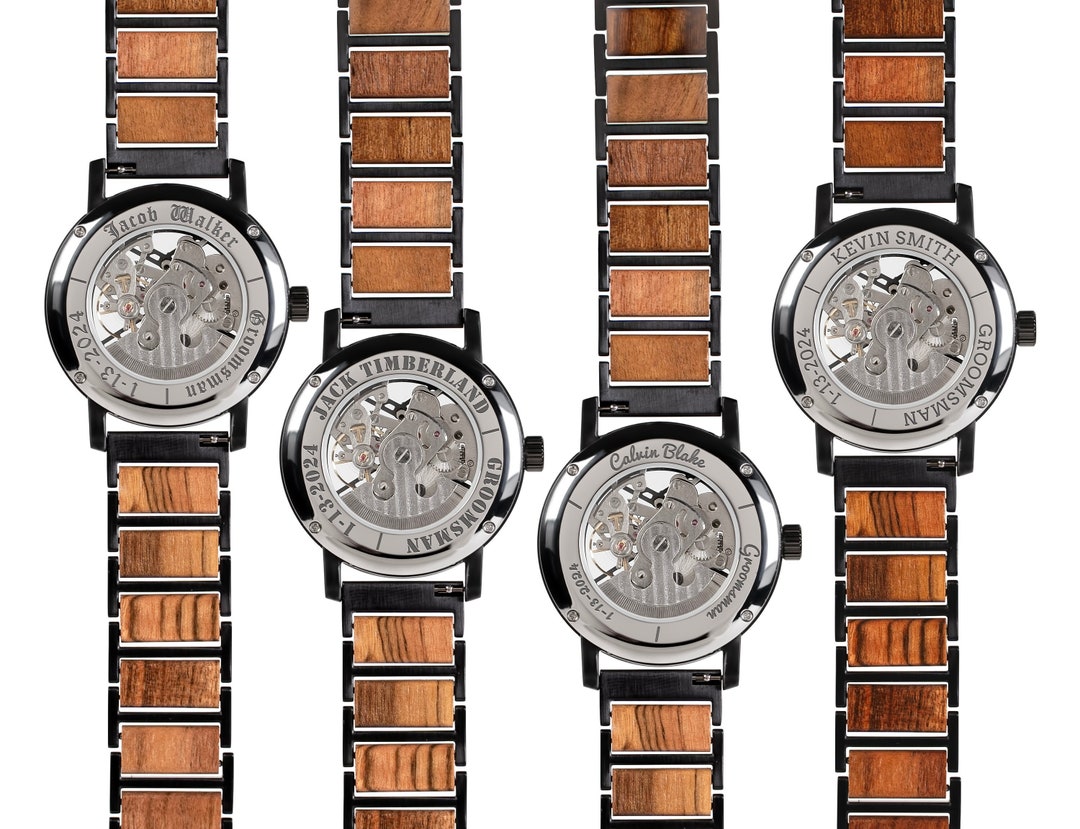 Groomsmen Watches, Gift Set, Personalized Wood Watch, Mens Wooden Watch ...
