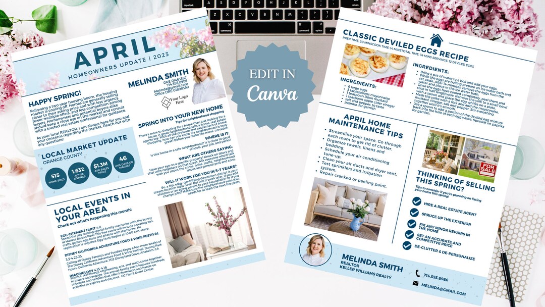 Editable April Real Estate Newsletter - Etsy
