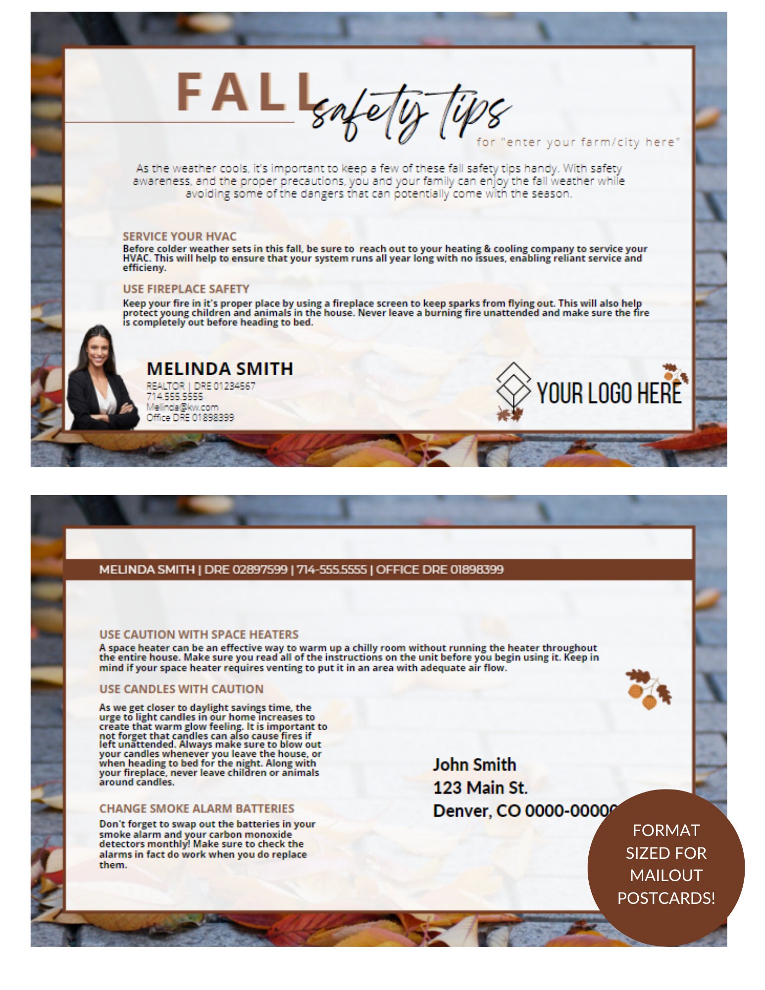 Editable Real Estate Farming - Fall Safety Flyer and Postcard - Etsy