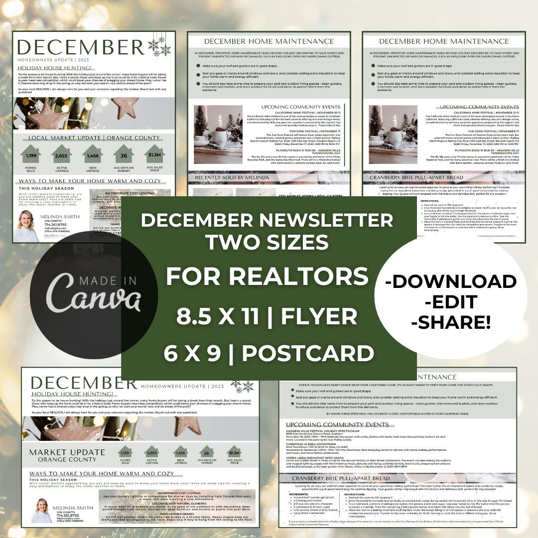 Editable December Newsletter for Realtors - Etsy