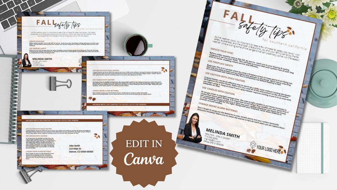 Editable Real Estate Farming - Fall Safety Flyer and Postcard - Etsy