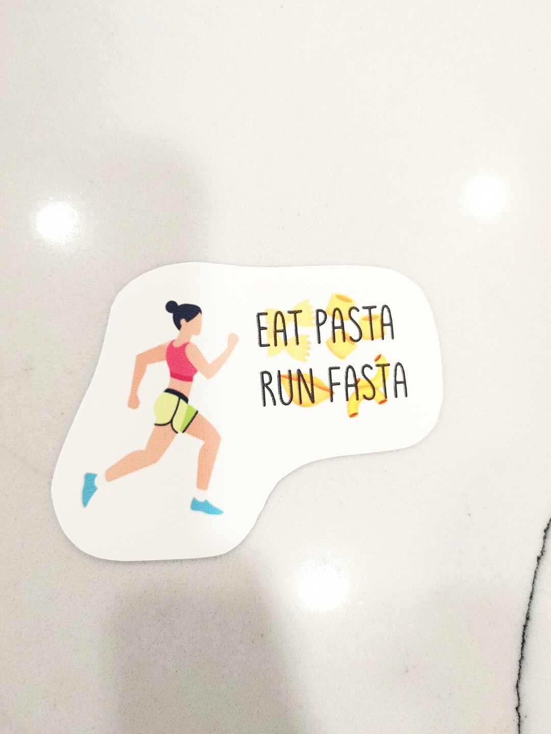 Eat Pasta Run Fasta Sticker, Punny Sticker, Pun Sticker, Food Pun ...