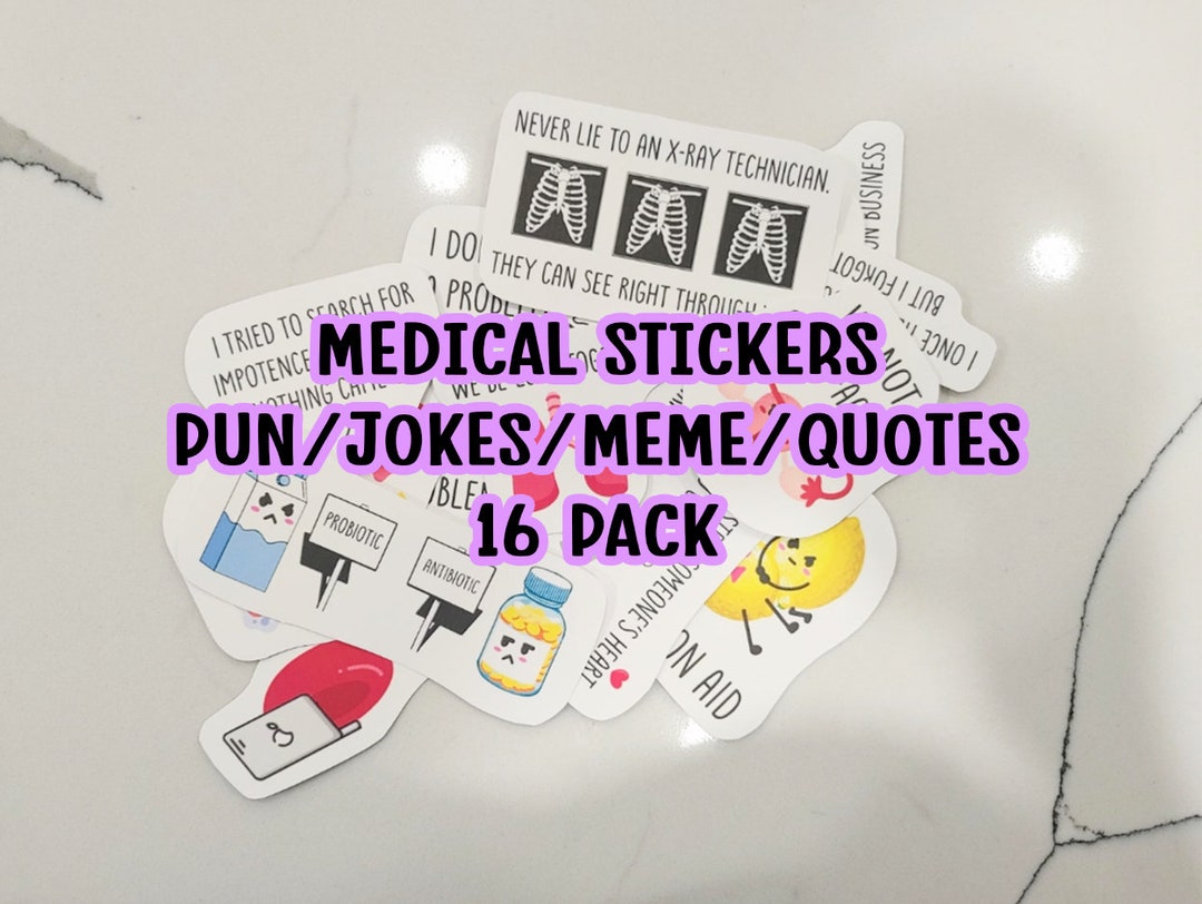 MEDICAL PUN Sticker Pack, Sticker Pack 16 PACK, Medical Puns/jokes ...