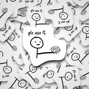 Plz Use It (your Brain) STICKER, for Water Bottles, Laptops, Planners ...