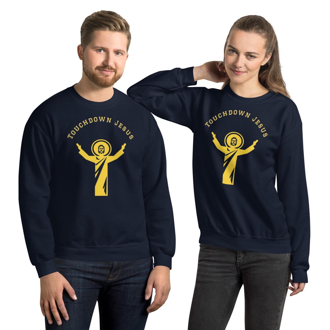 Touchdown Jesus in Yellow - Unisex Crewneck Sweatshirt - Etsy