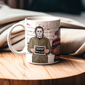 Horror Icons Mugshot Coffee Mug: Slasher Villains Halloween Cup - Etsy