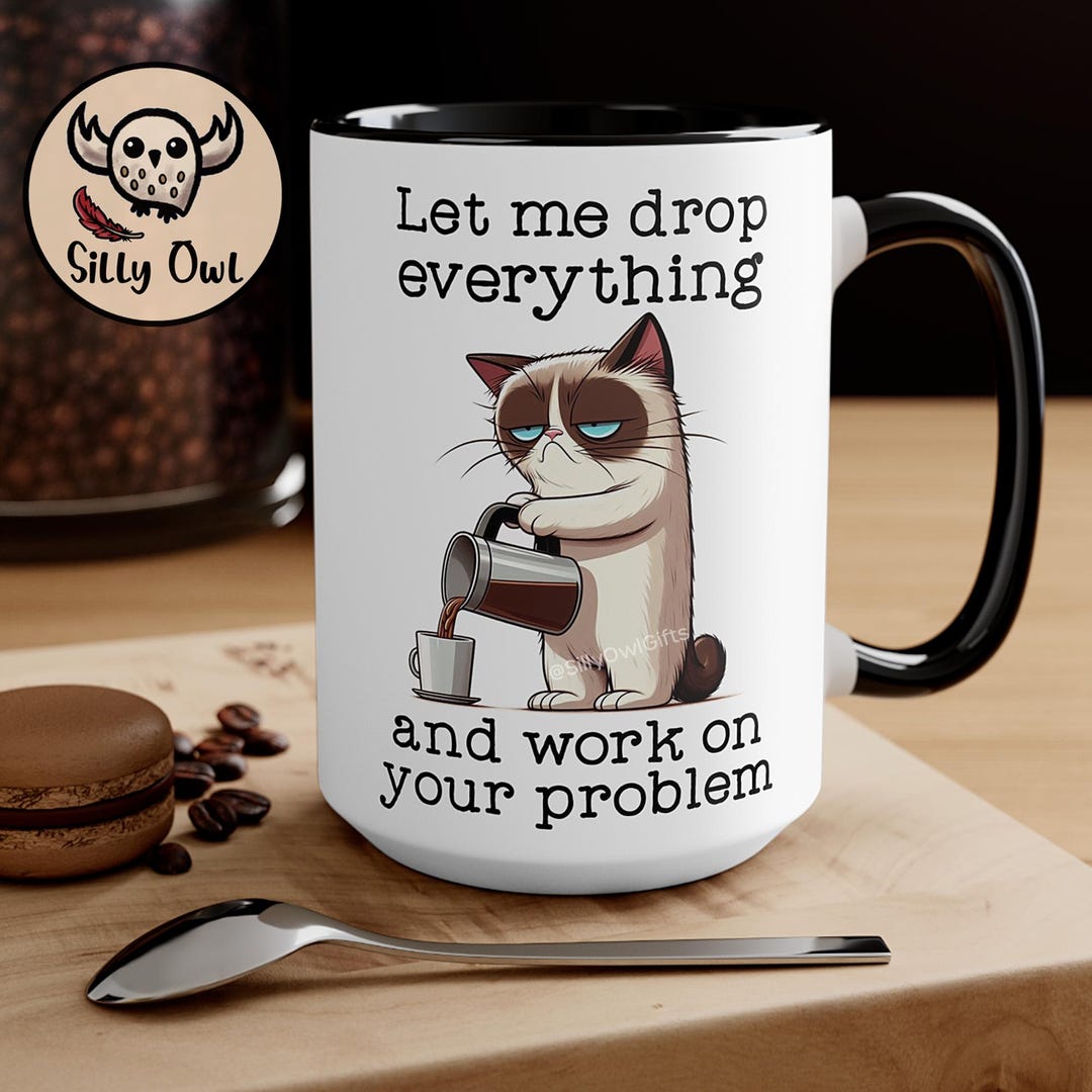 Funny Grumpy Cat Coffee Mug: Sarcastic Co-worker Gift - Etsy