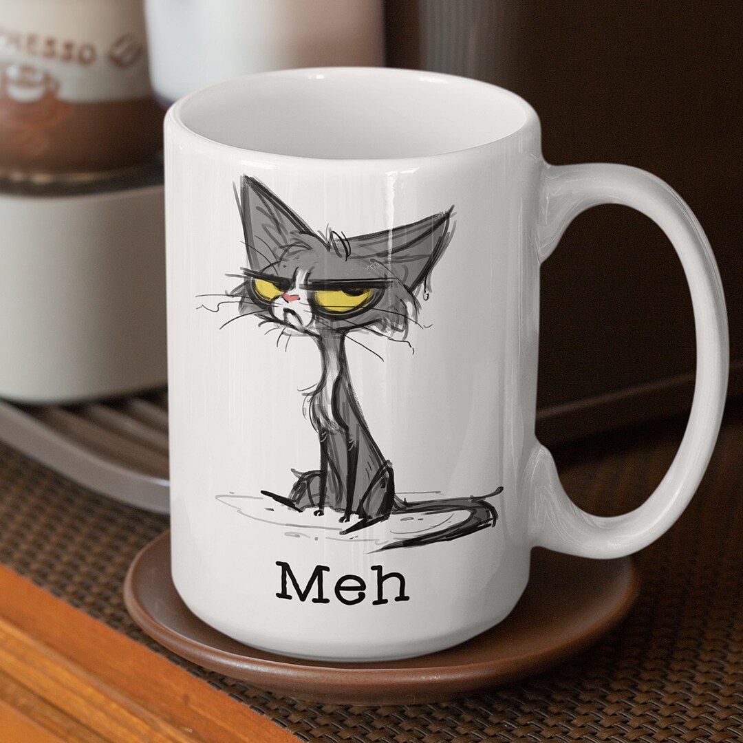 Grumpy Cat Mug Meh Mug Funny Cat Lover Gift Cat Meh Ceramic - Etsy