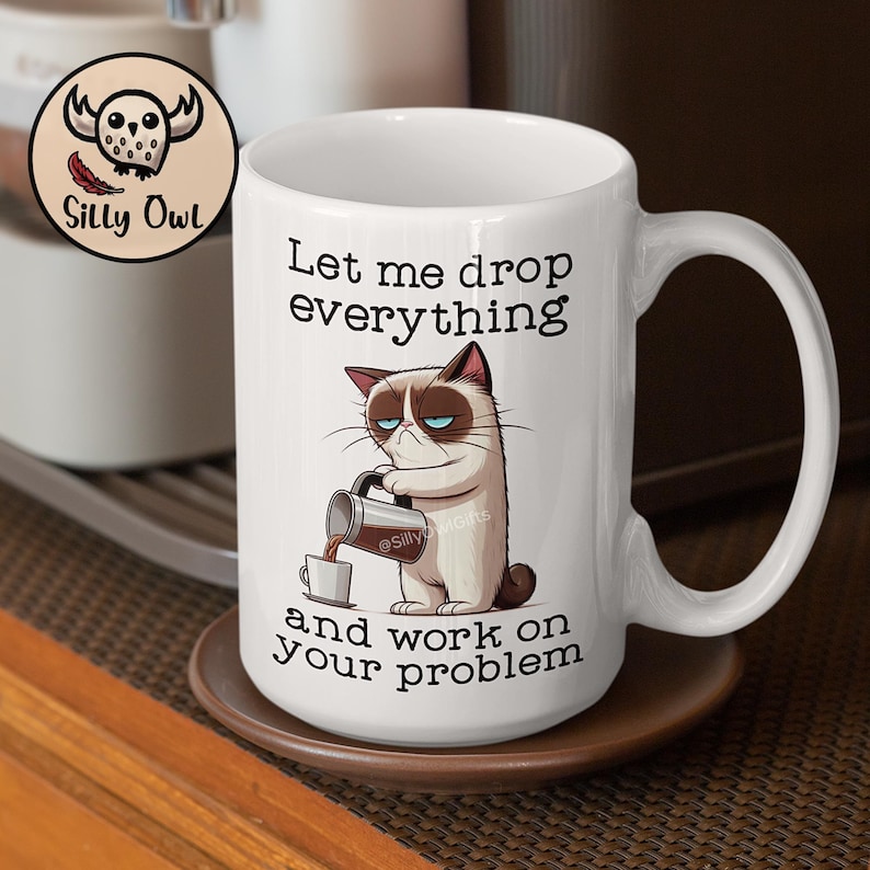 Funny Grumpy Cat Coffee Mug: Sarcastic Co-worker Gift - Etsy
