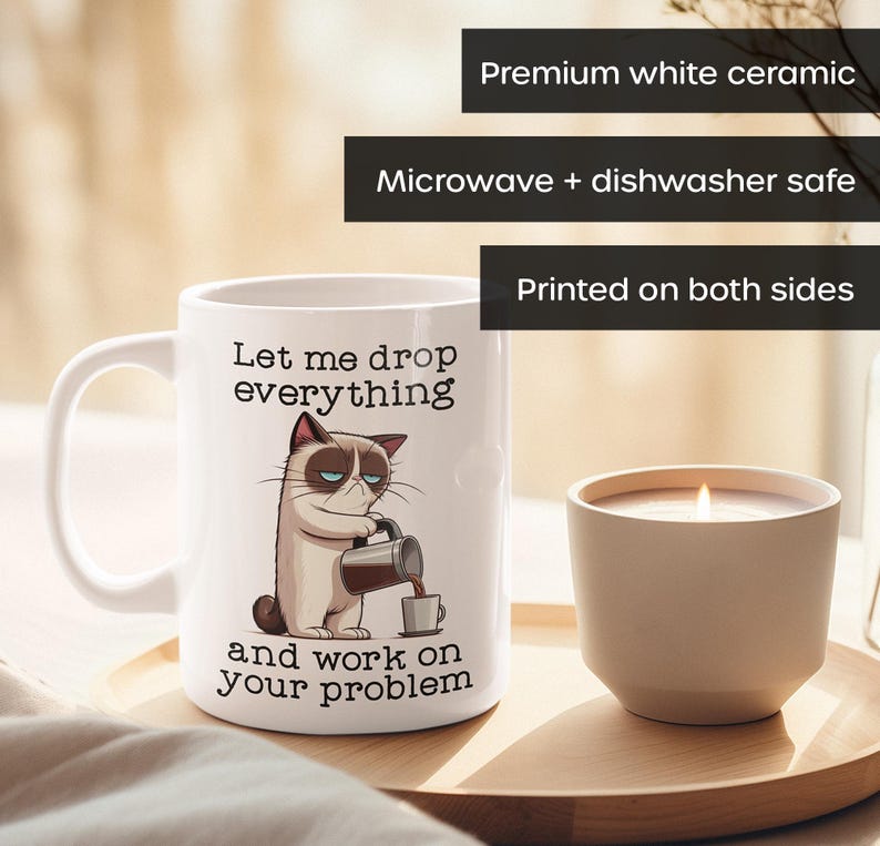Funny Grumpy Cat Coffee Mug: Sarcastic Co-worker Gift - Etsy