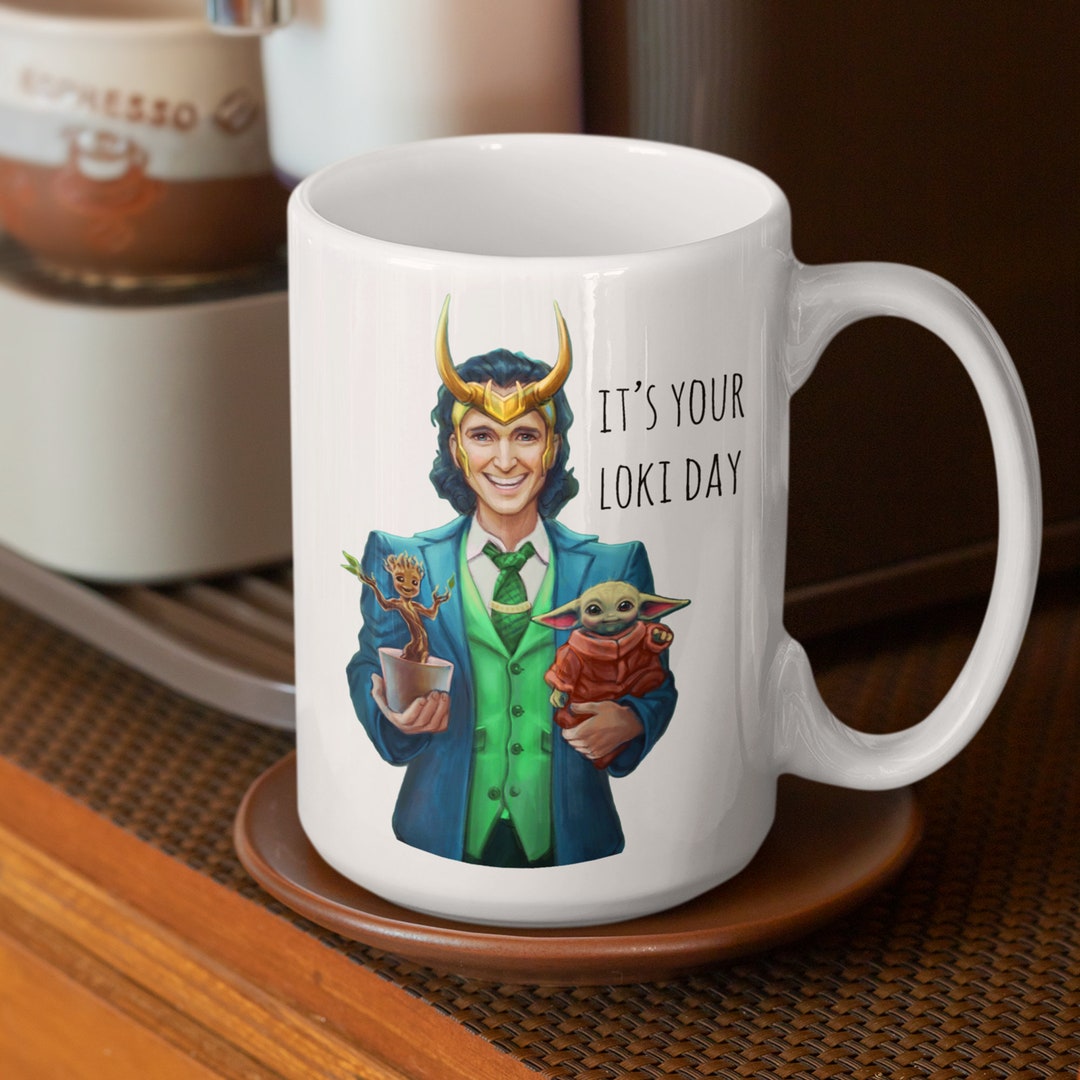 Loki Coffee Mug, Loki Day, Loki Holding Groot and Baby Yoda, Loki God ...