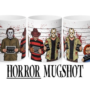 Horror Icons Mugshot Coffee Mug: Slasher Villains Halloween Cup - Etsy