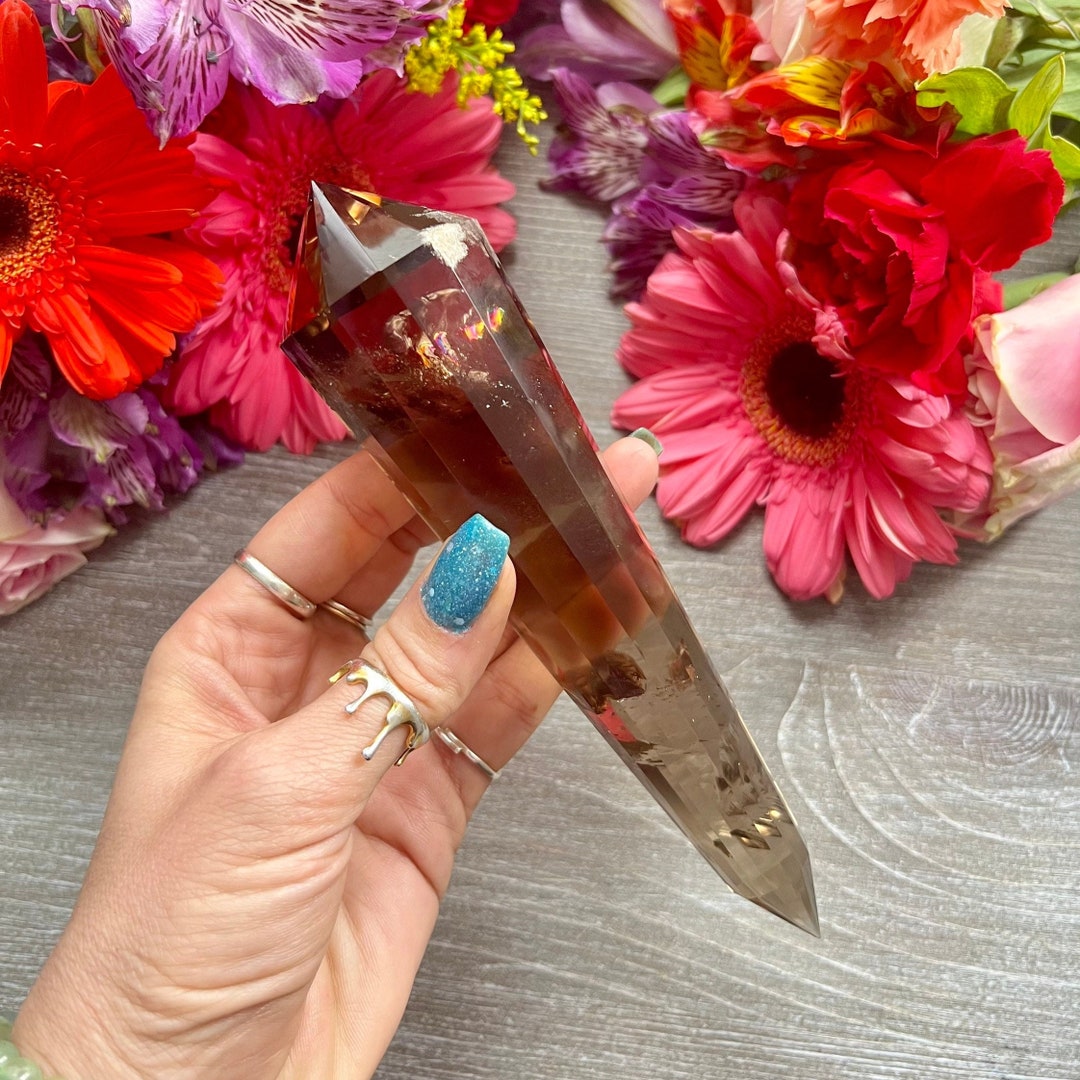 AAA Authentic Smoky Quartz Crystal Vogel With Rainbows and Garden ...